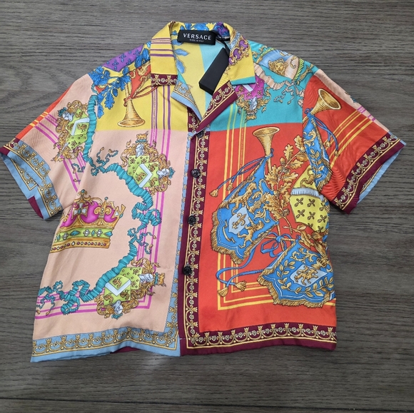 Versace | Shirts & Tops | Versace Multicolor Baroque Print Shirt | Poshmark